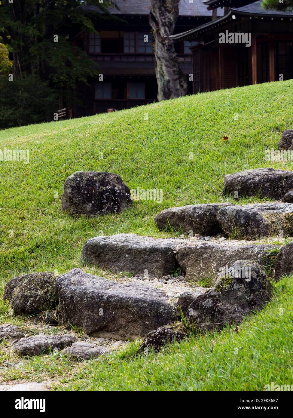 Nikko, Japan - October 23, 2016: Stone footsteps in Tamozawa Imperial ...