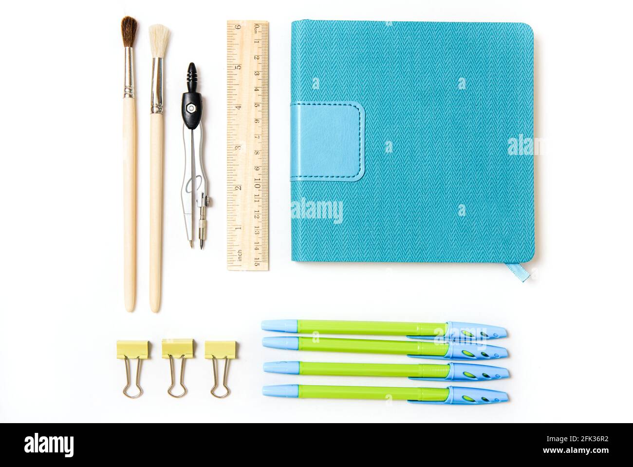 school tools on white background. top view.back to school, school ...