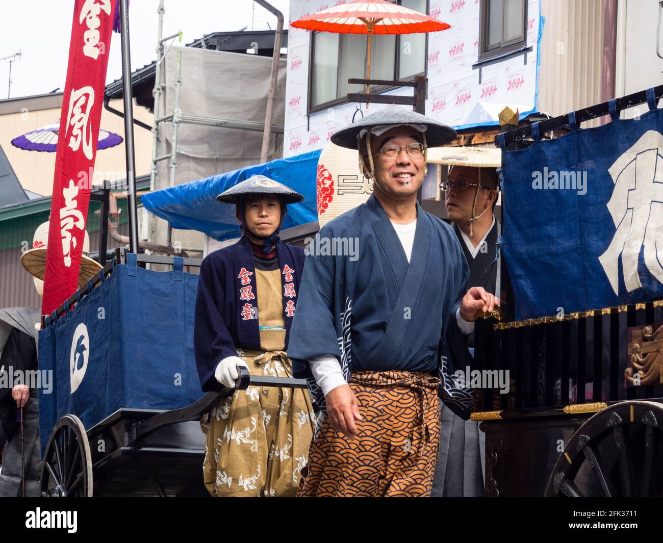 Takayama, Japan - October 10, 2015: Local men in traditional costumes ...