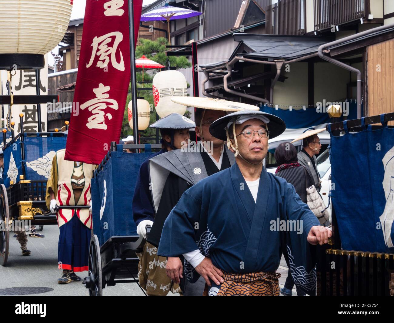Takayama, Japan - October 10, 2015: Local men in traditional costumes ...