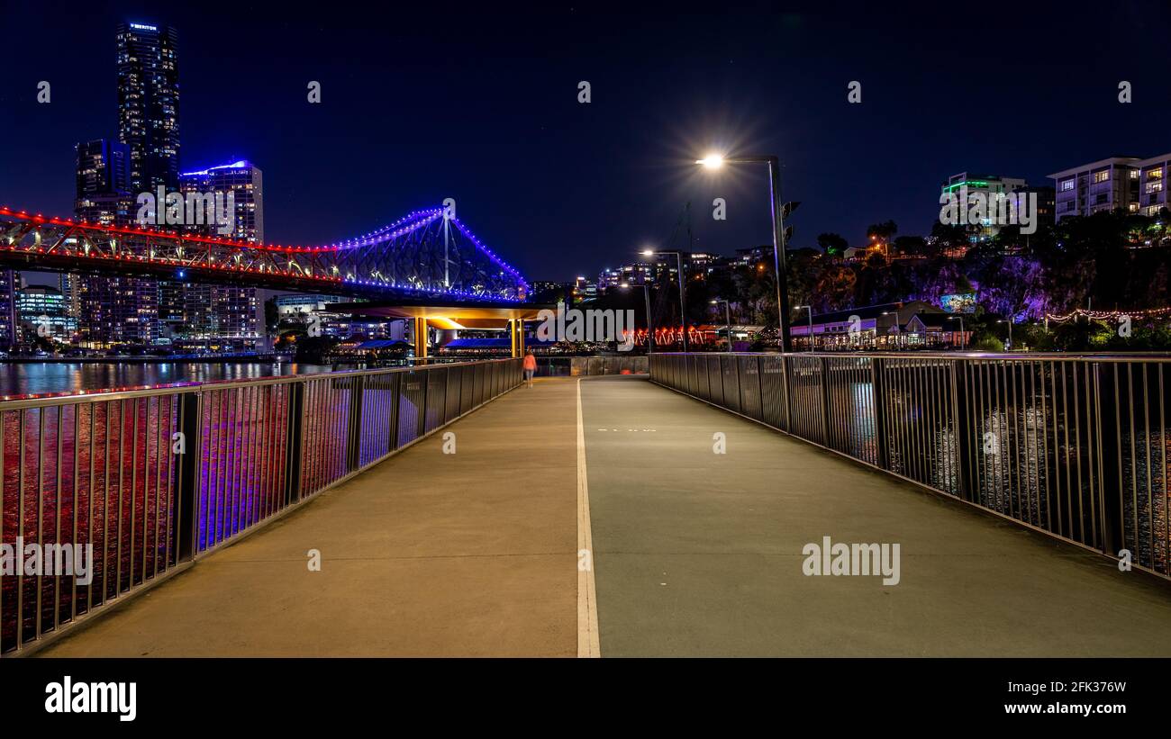 Brisbane, Australia - Footpath along the New Farm riverwalk with Story ...