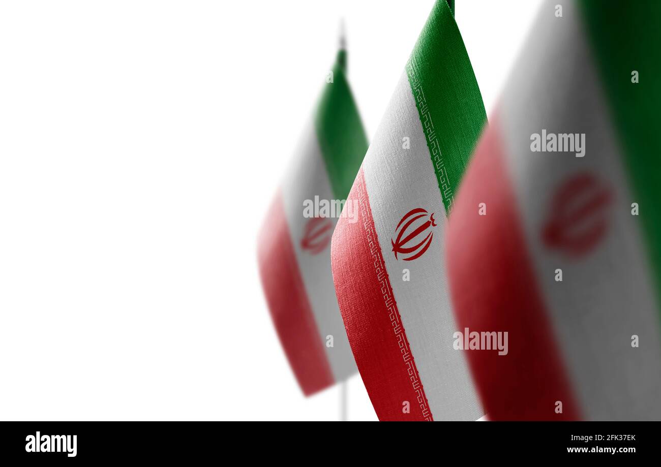 Small national flags of the Iran on a white background Stock Photo - Alamy
