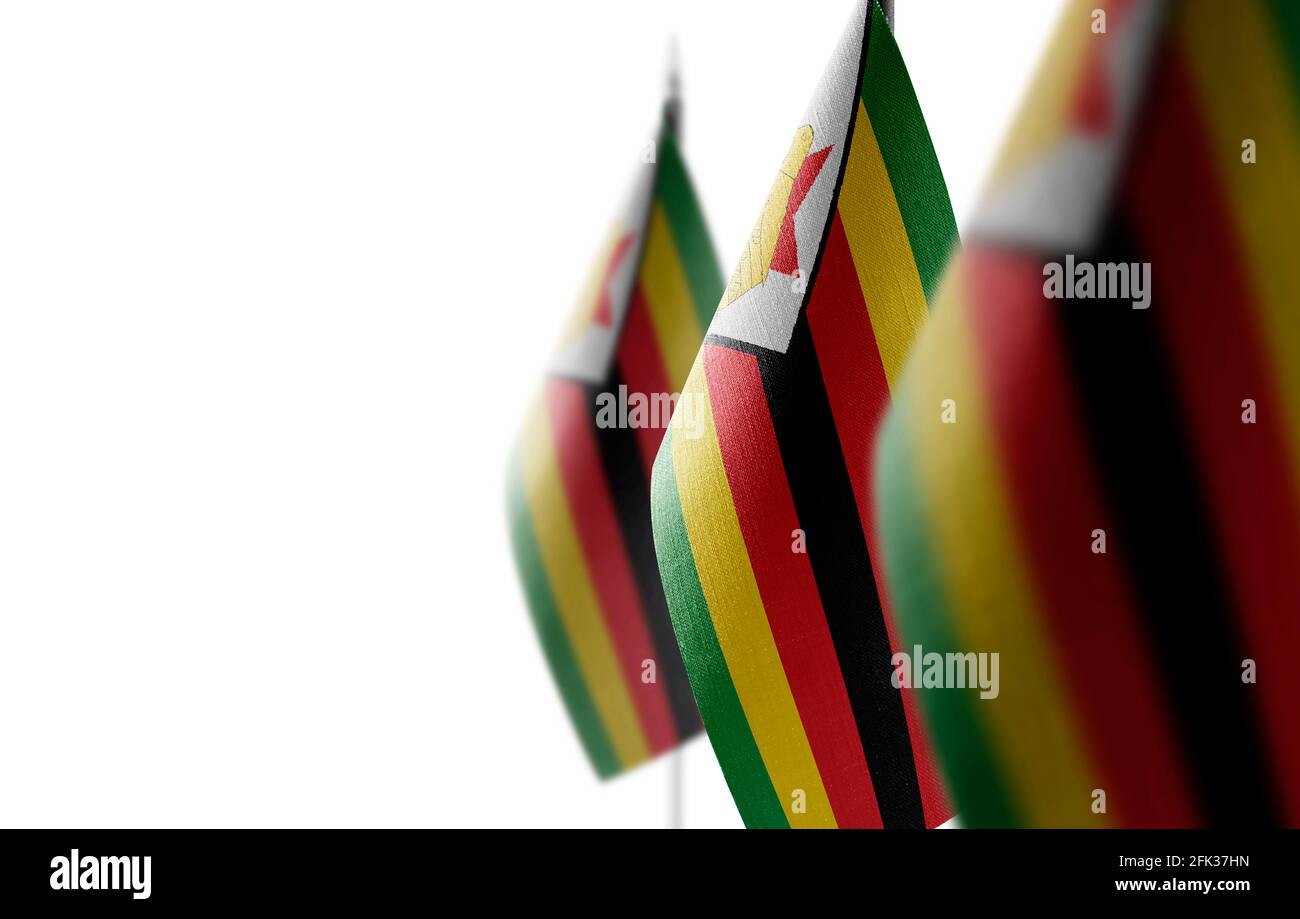 Small national flags of the Zimbabwe on a white background Stock Photo ...