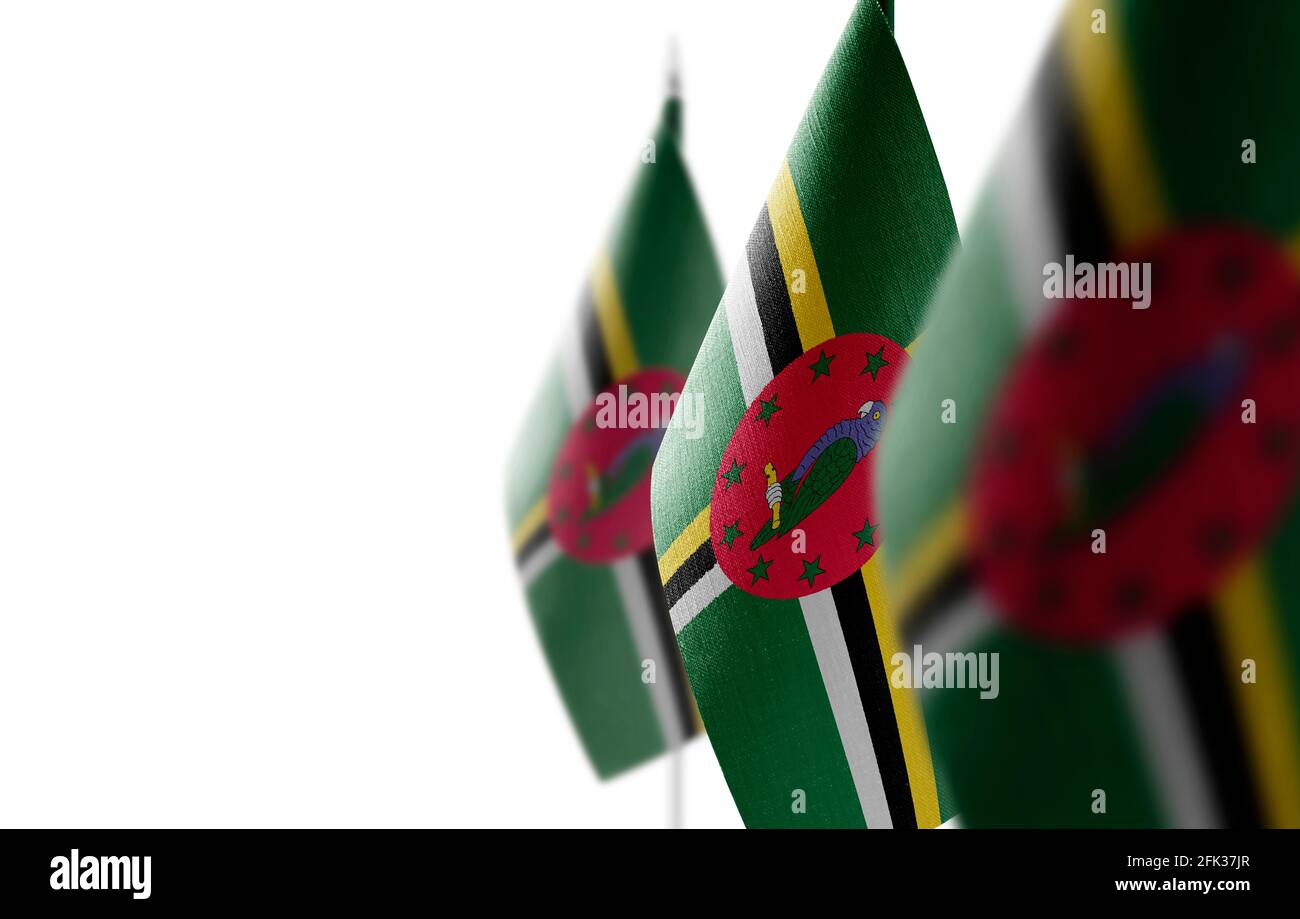 Small national flags of the Dominica on a white background Stock Photo ...