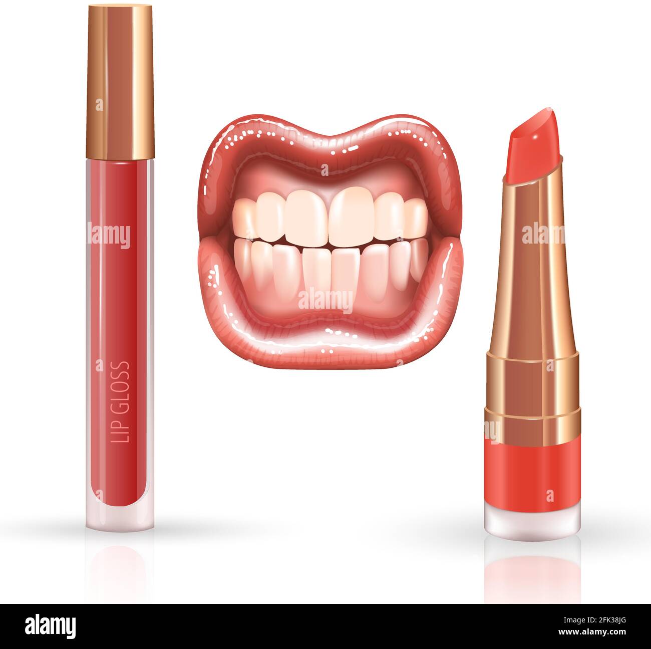 Make-up set for lips with realistic creme smear, realistic glossy ...