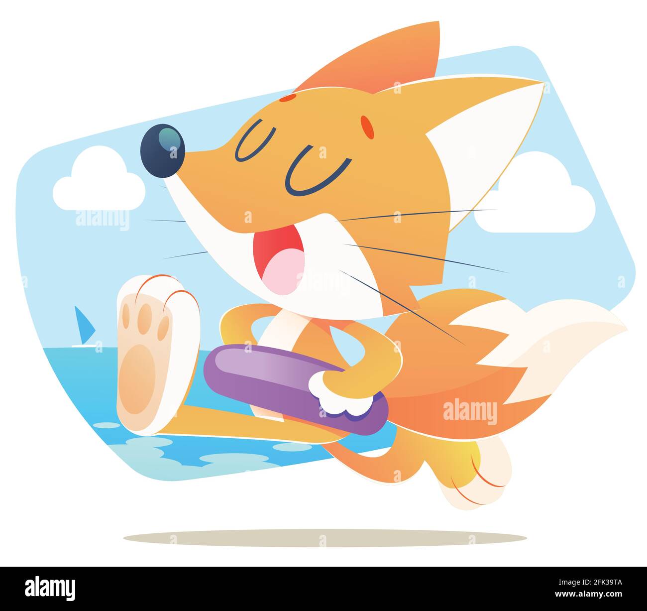 Fun fox, Cartoon illustration, isolate on white background Stock Vector ...