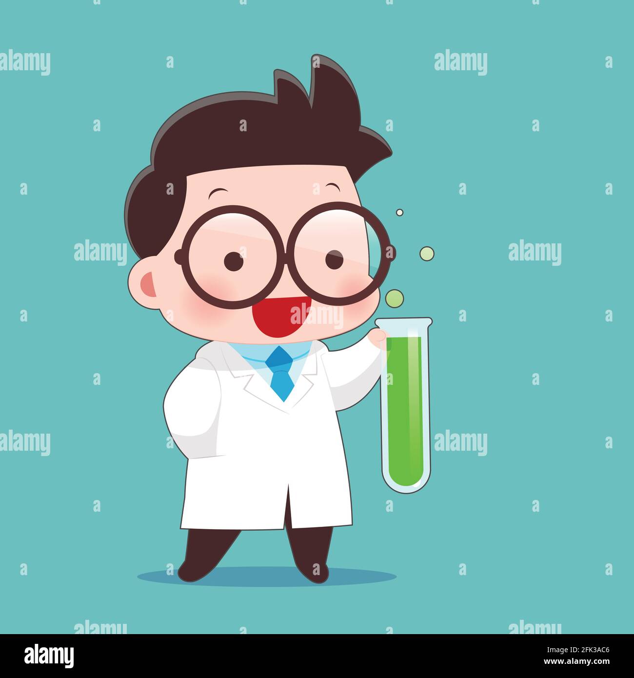Cartoon Scientist With Test Tube And Science Experiments, Idea Concept ...