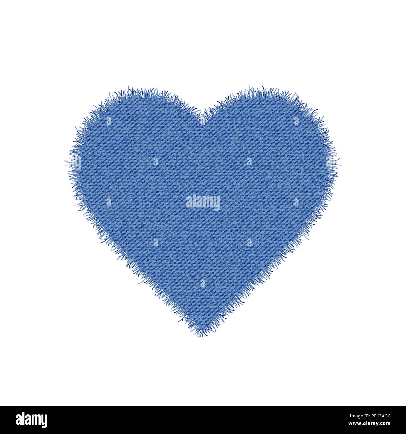 Denim heart shape. Torn jean patch. Vector realistic illustration on ...