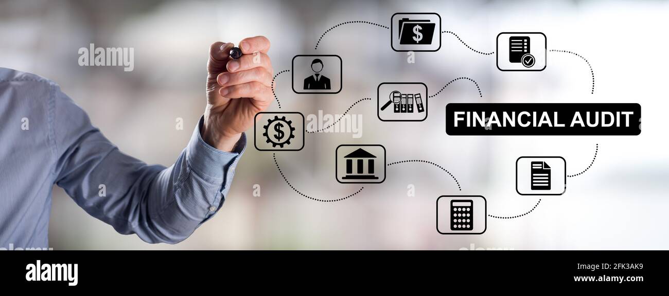 Man drawing a financial audit concept Stock Photo - Alamy