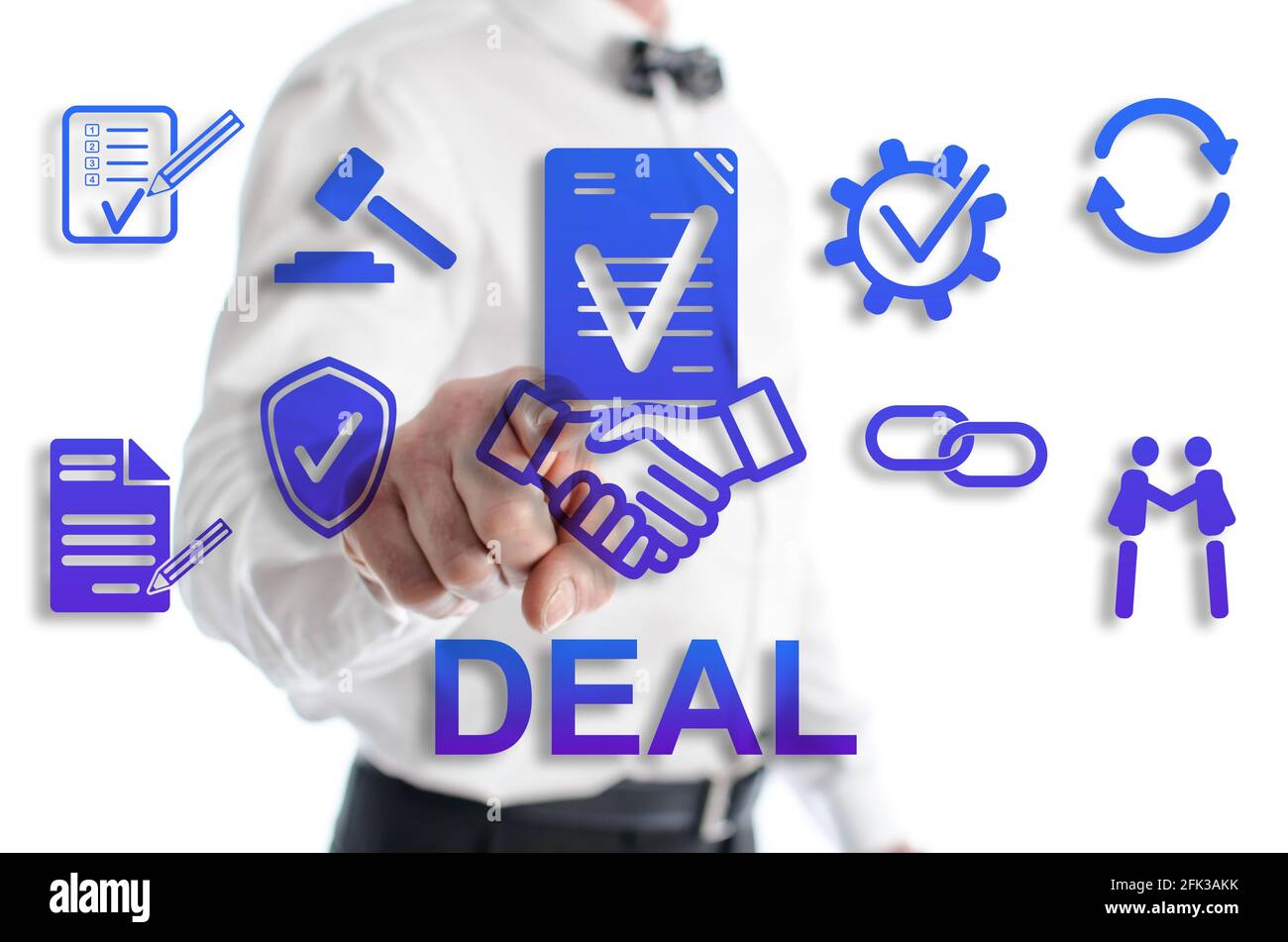 Deal concept shown by a man in background Stock Photo - Alamy