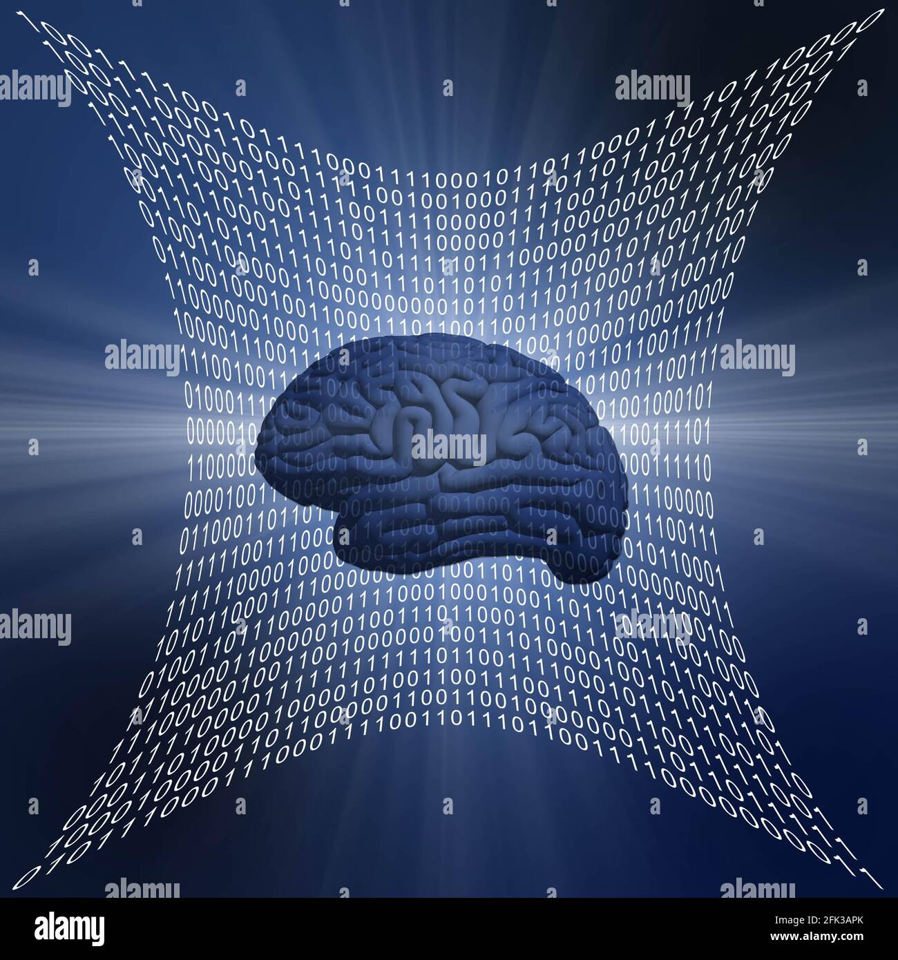 Abstract futuristic square graphic - shaped surface of white binary code on blue background ...