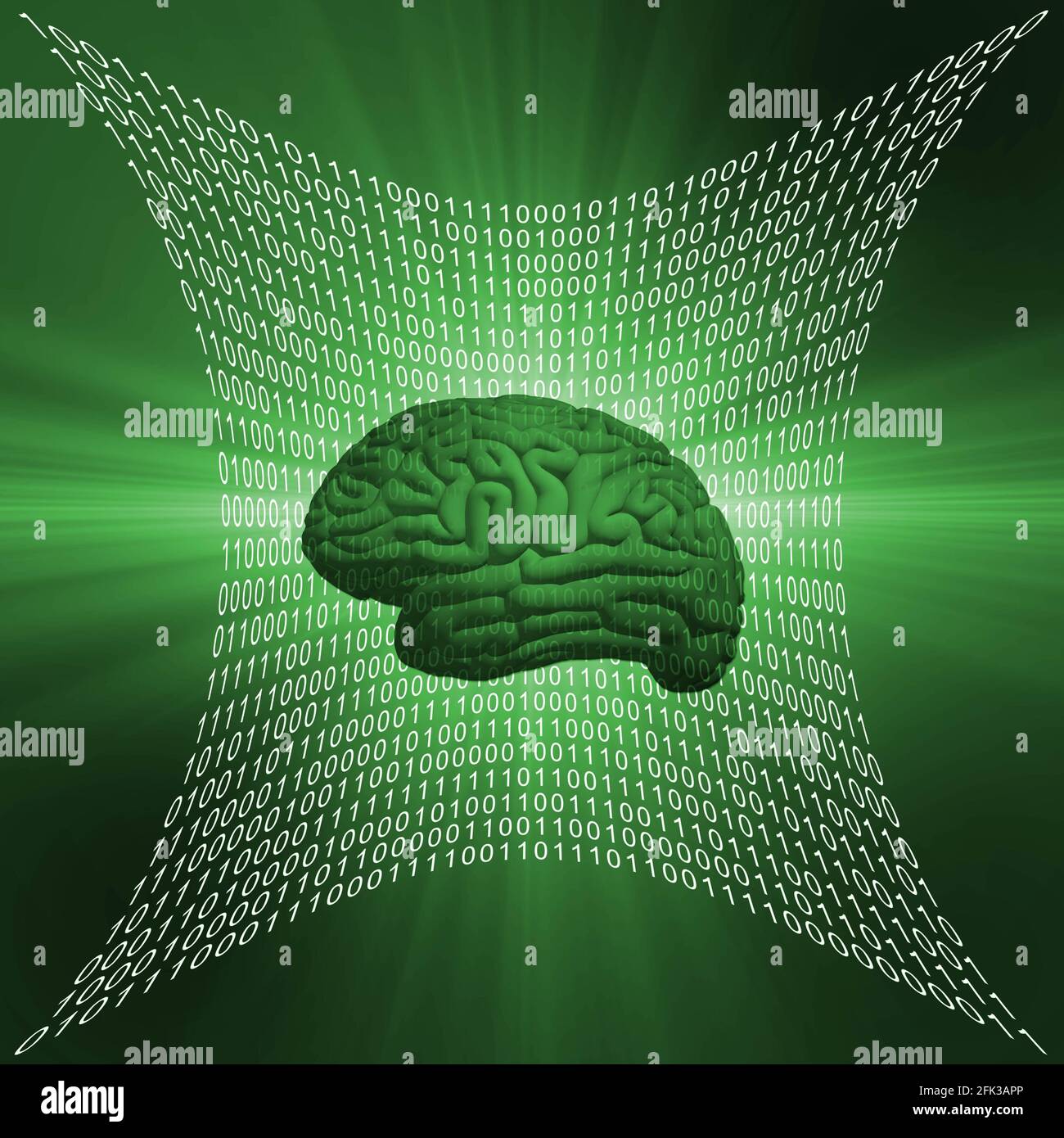 Abstract Futuristic Square Graphic Shaped Surface Of White Binary Code On Green Background