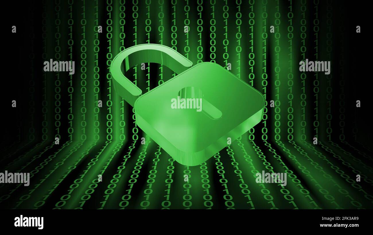 Security concept in green design - closed padlock on digital background ...