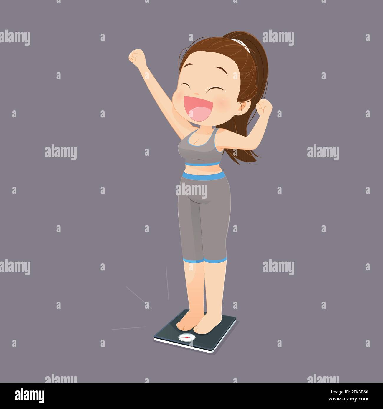 Cartoon woman is happy for loss weight, Vector illustration, Concept ...