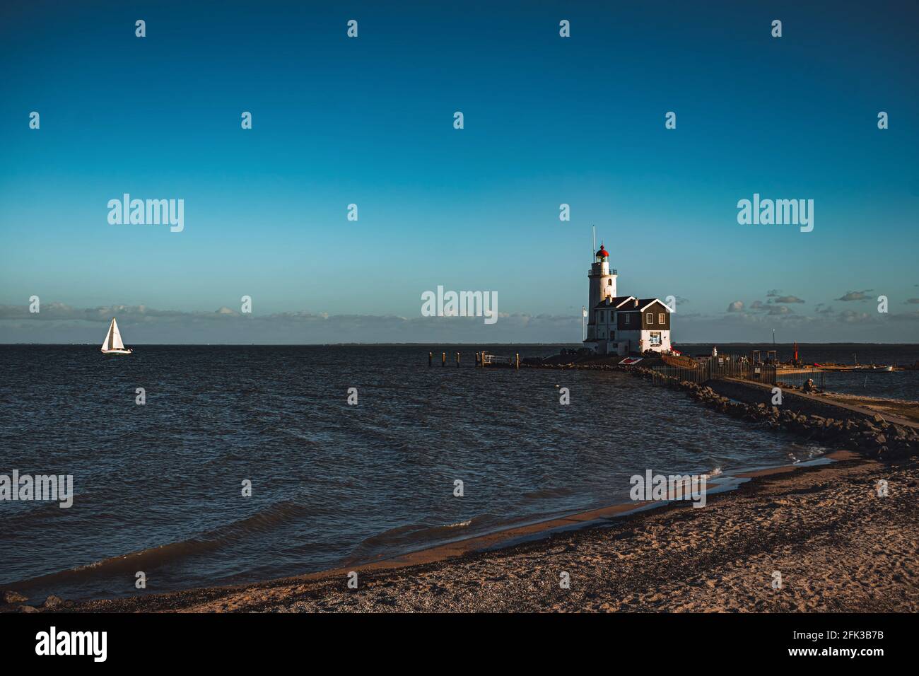 Scenic view of the famous Paard van Marken lighthouse in the ...