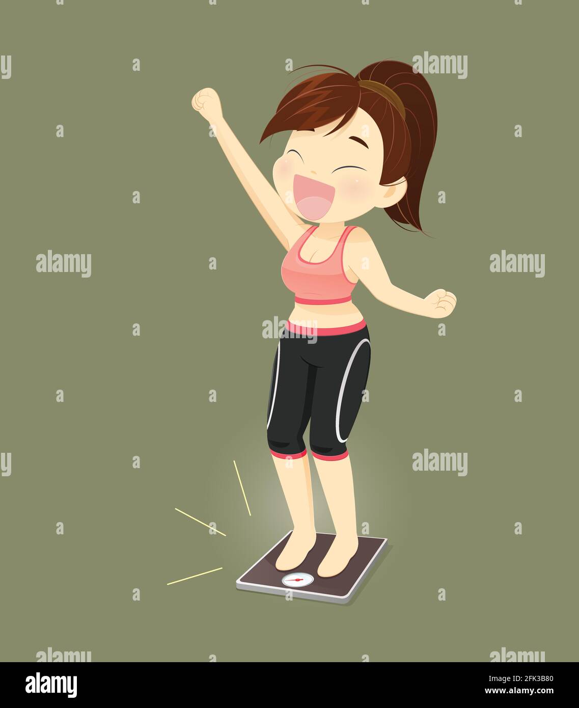Women Success Losing Weight, Concept With Cartoon Design, Vector ...