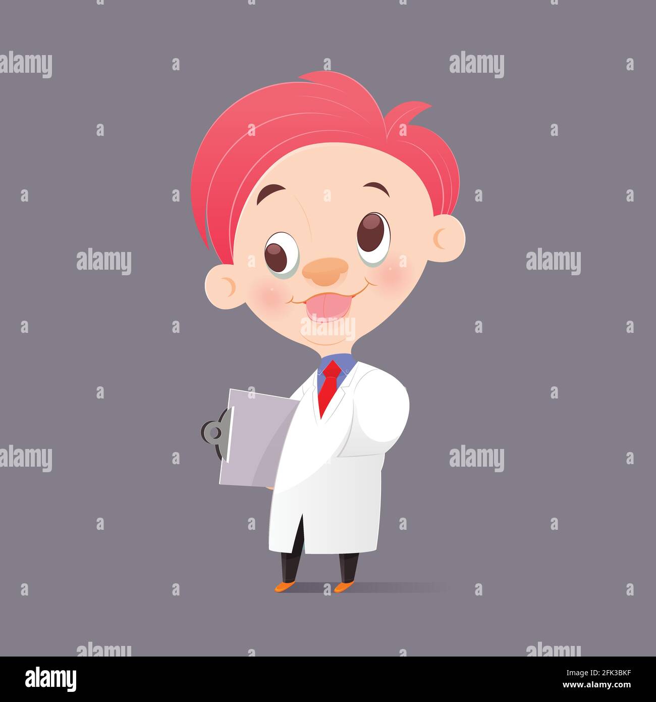 The Cartoon Professor Doctor In White Gown Have Crazy, Funny Face ...