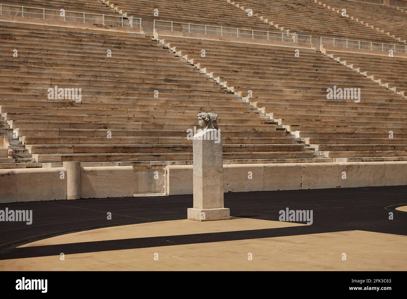 Stone head statue of the herms inside Panathenaic Stadium, original ...
