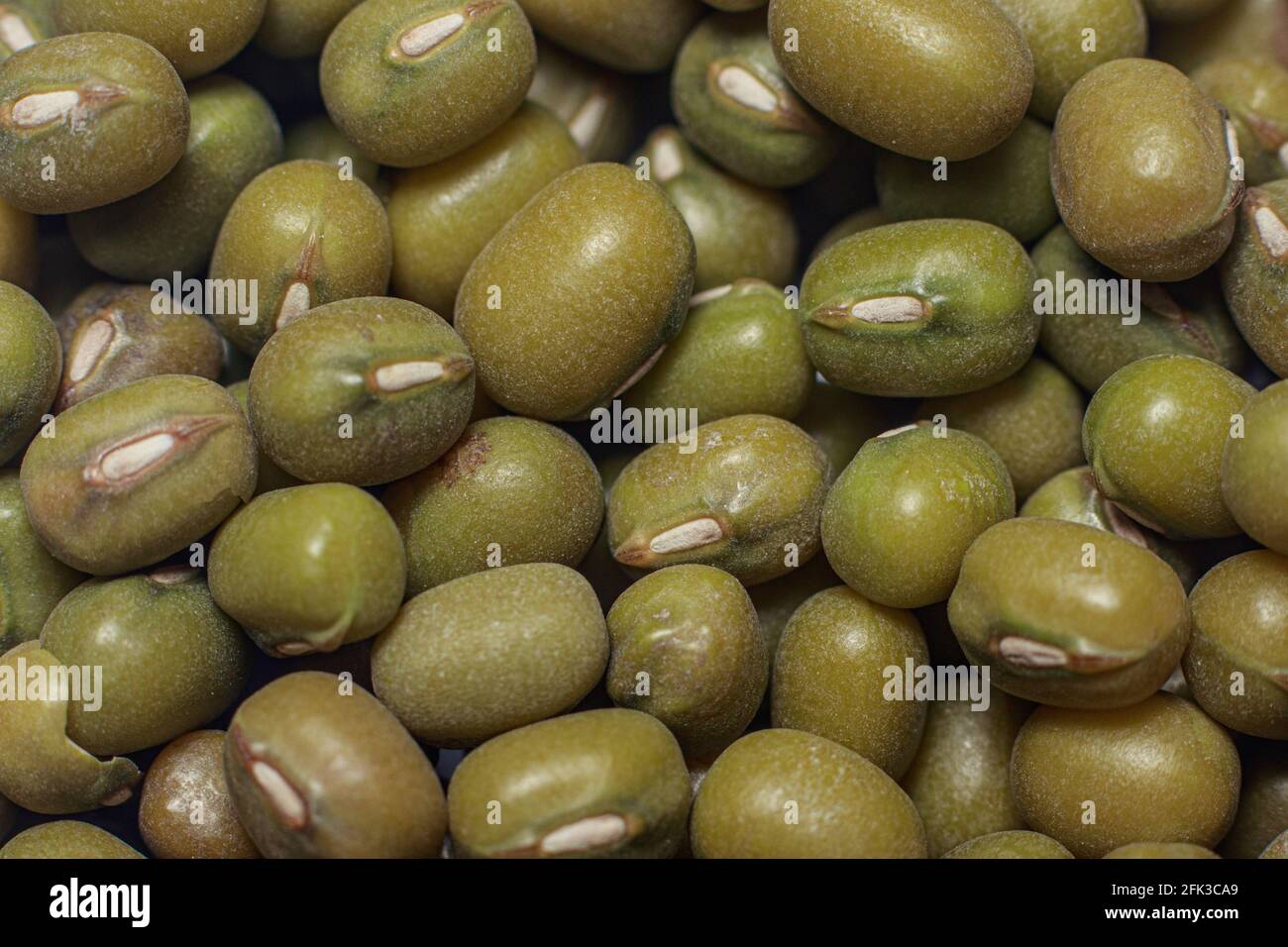 Macro close-up photo of green mung bean grains - Asian golden beans ...