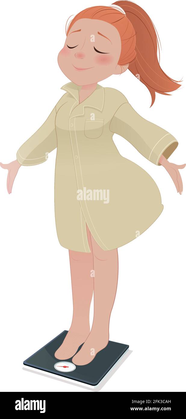 Cartoon woman is enjoy for loss weight, Vector illustration, Vector ...