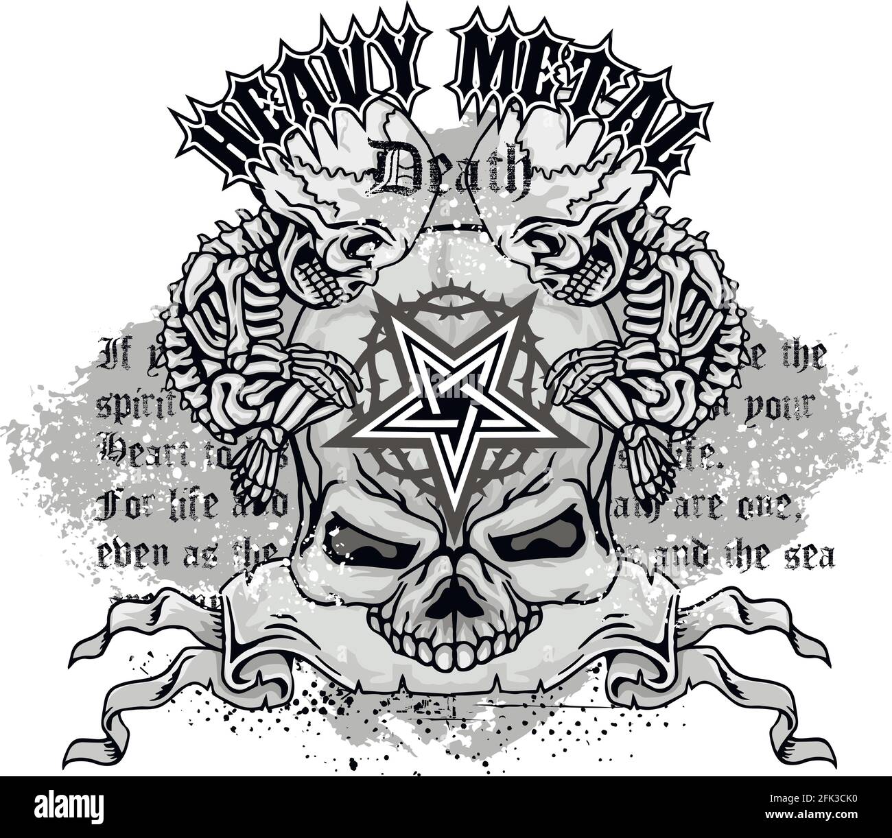 Gothic sign with skull, grunge vintage design t shirts Stock Vector ...