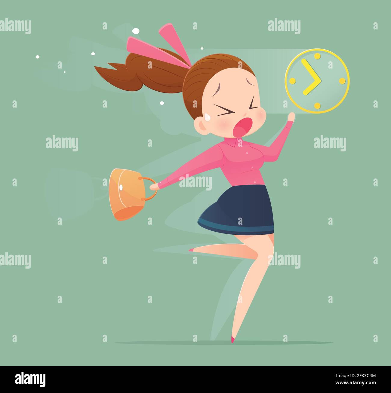 Businesswoman was coming late for work, Business concept illustration ...