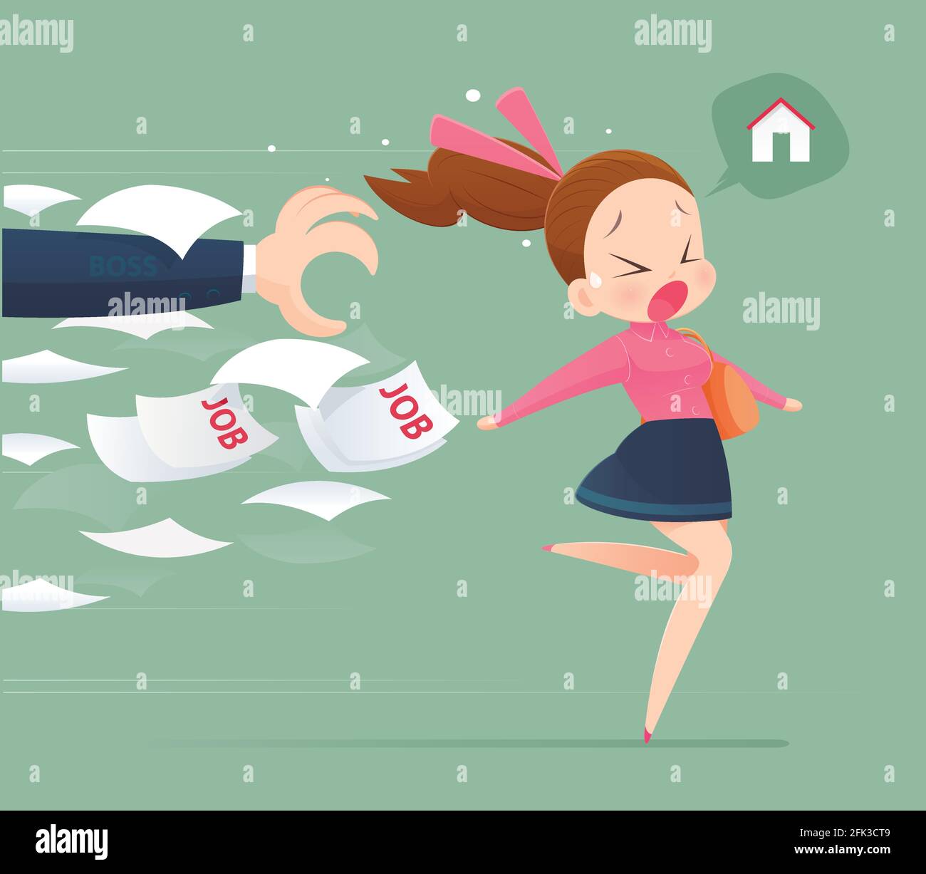 Woman avoidance from job, Backlog, Business concept illustration Stock ...
