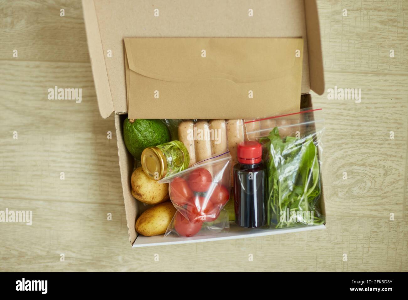 Food box meal kit of fresh ingredients and recipe blank order from a ...