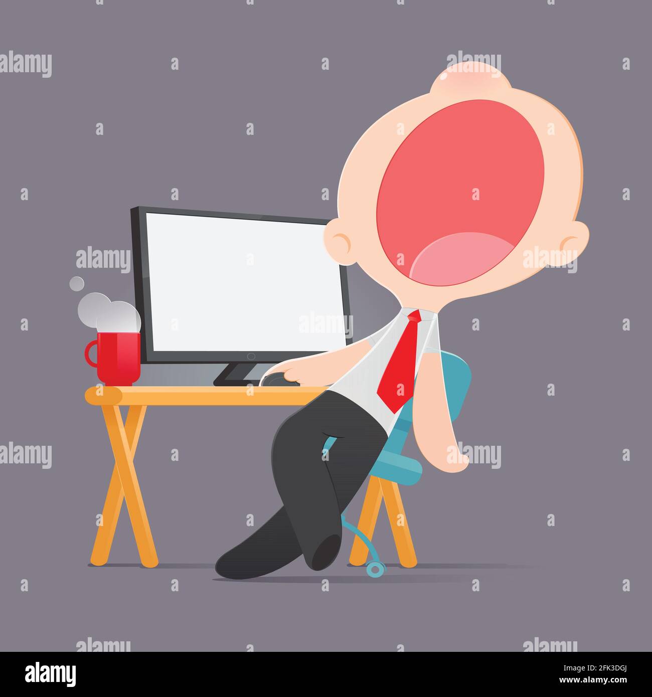 Lazy man disinterested in boring routine, Bored yawn businessman ...