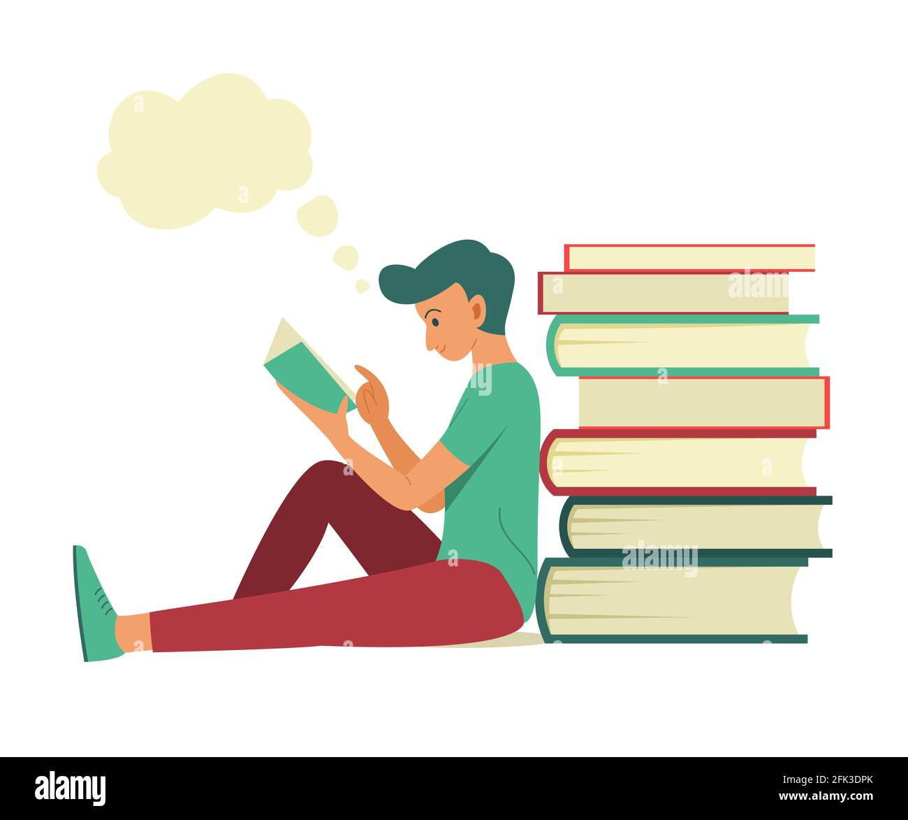Teen boy studying books Stock Vector Images - Alamy