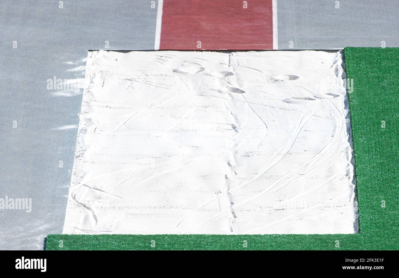 Long jump pit in a stadium. Professional sport concept Stock Photo - Alamy