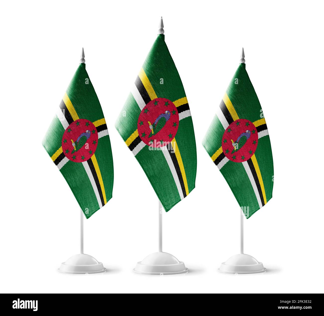Small national flags of the Dominica on a white background Stock Photo ...