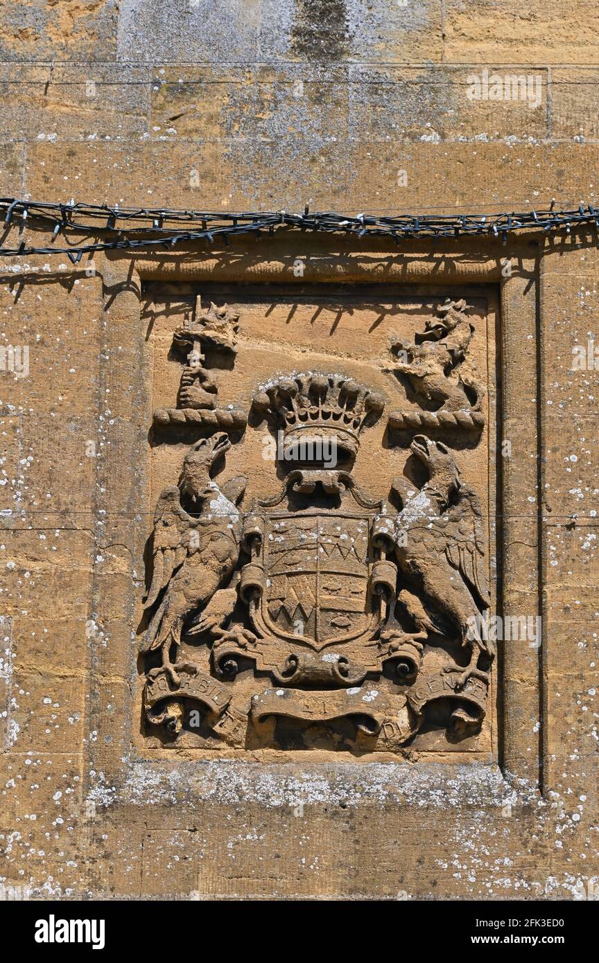 Redesdale coat of arms on the wall of the Redesdale Hall in the ...