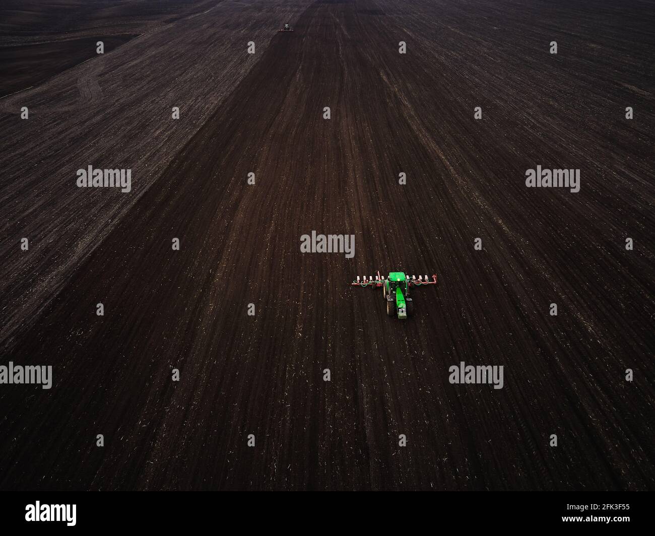 Aerial view tractor seeder field hi-res stock photography and images ...