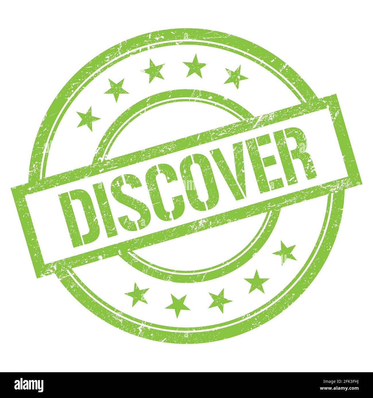 DISCOVER text written on green round vintage rubber stamp Stock Photo ...