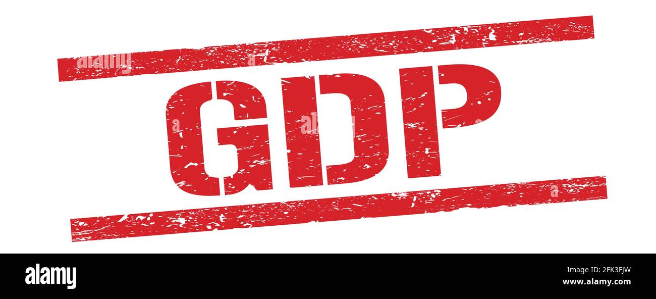GDP text on red grungy rectangle stamp sign Stock Photo - Alamy