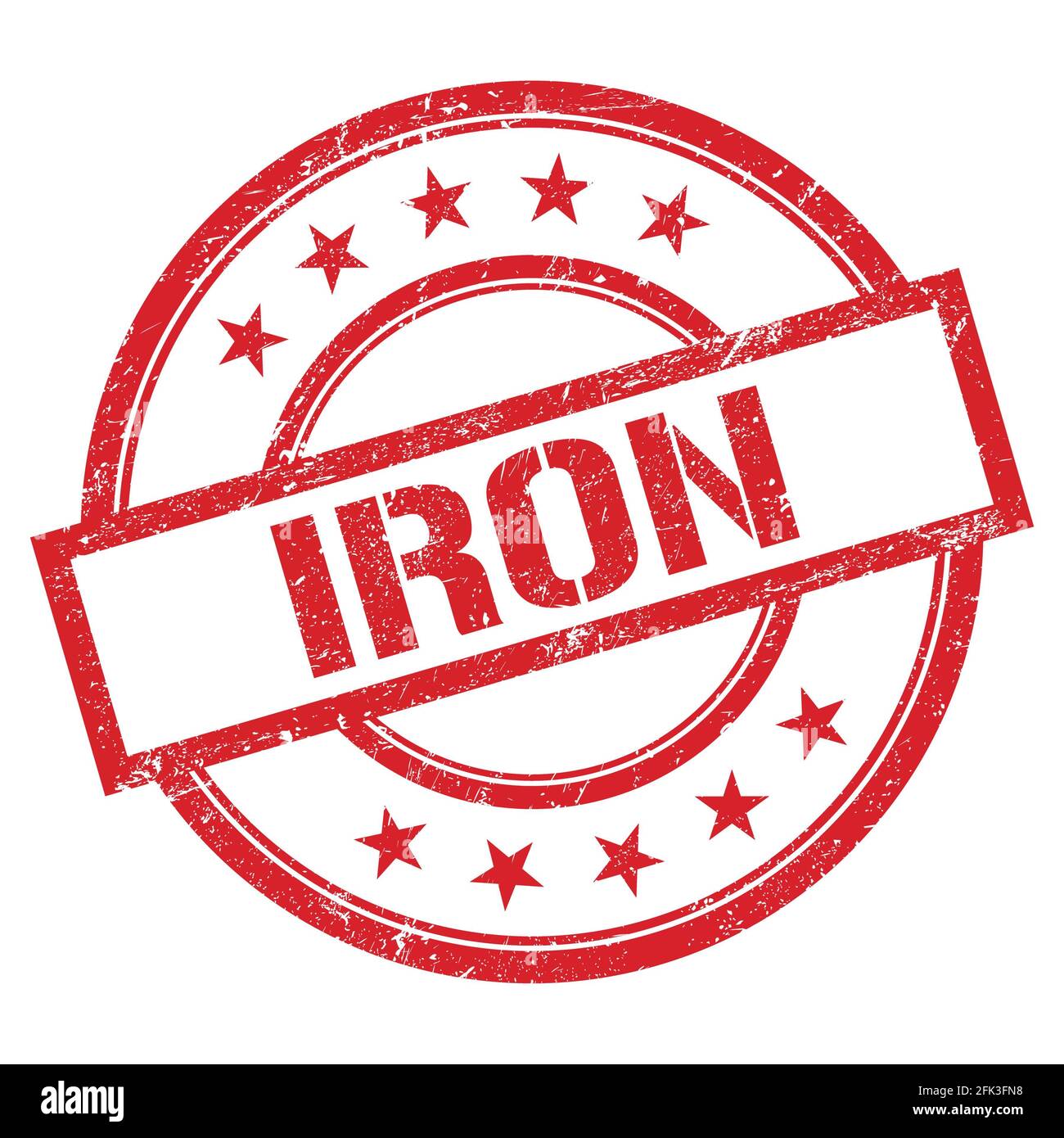IRON text written on red round vintage rubber stamp Stock Photo - Alamy