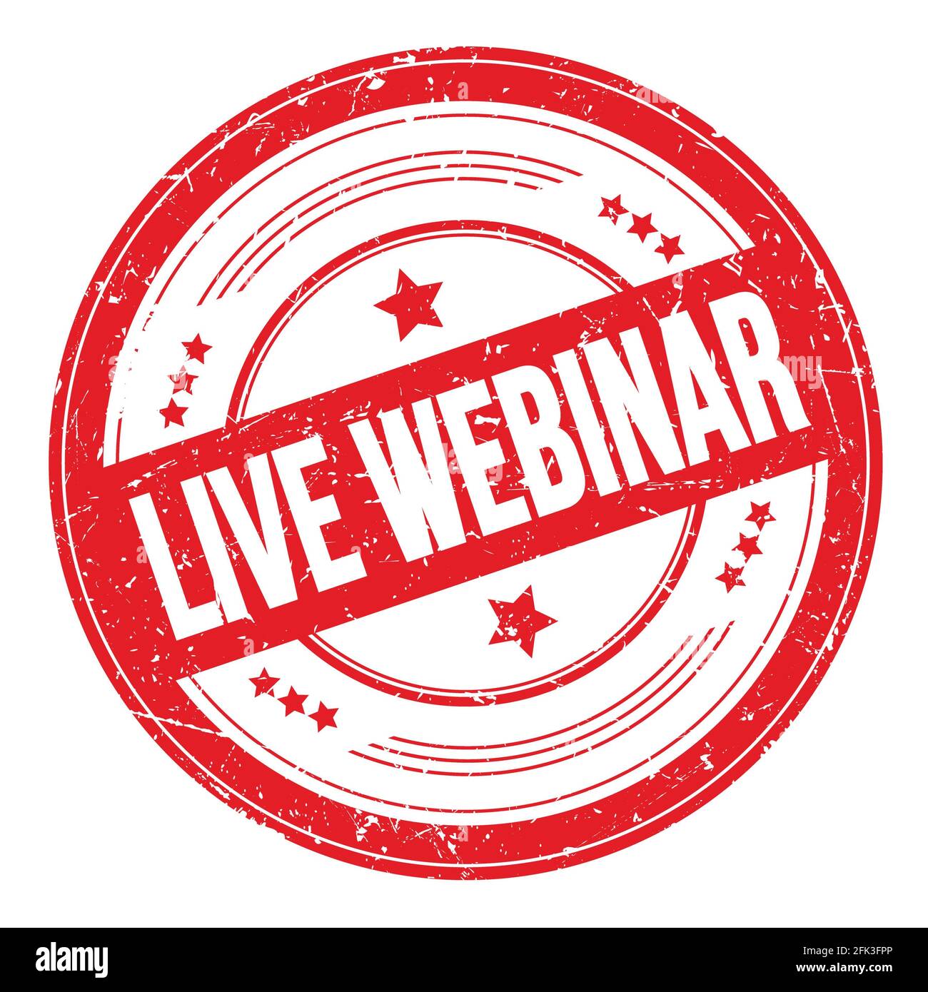 LIVE WEBINAR text on red round grungy texture stamp Stock Photo - Alamy