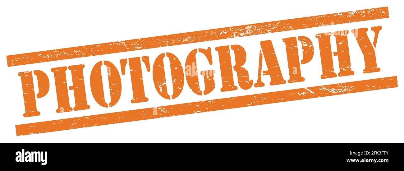 PHOTOGRAPHY text on orange grungy rectangle vintage stamp Stock Photo ...