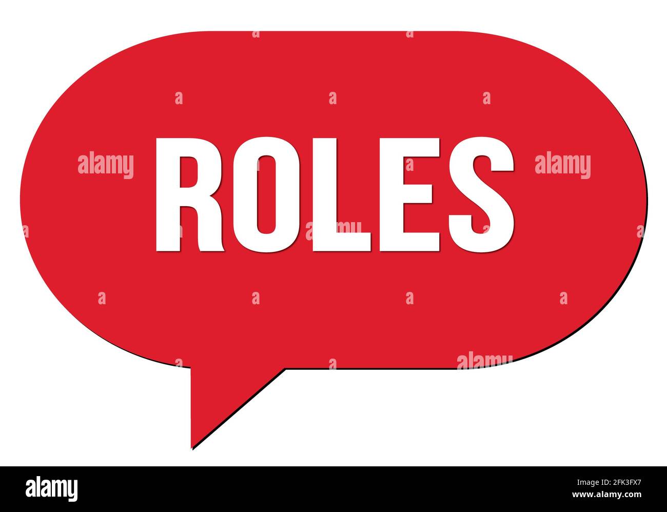 ROLES text written in a red speech bubble stamp Stock Photo - Alamy