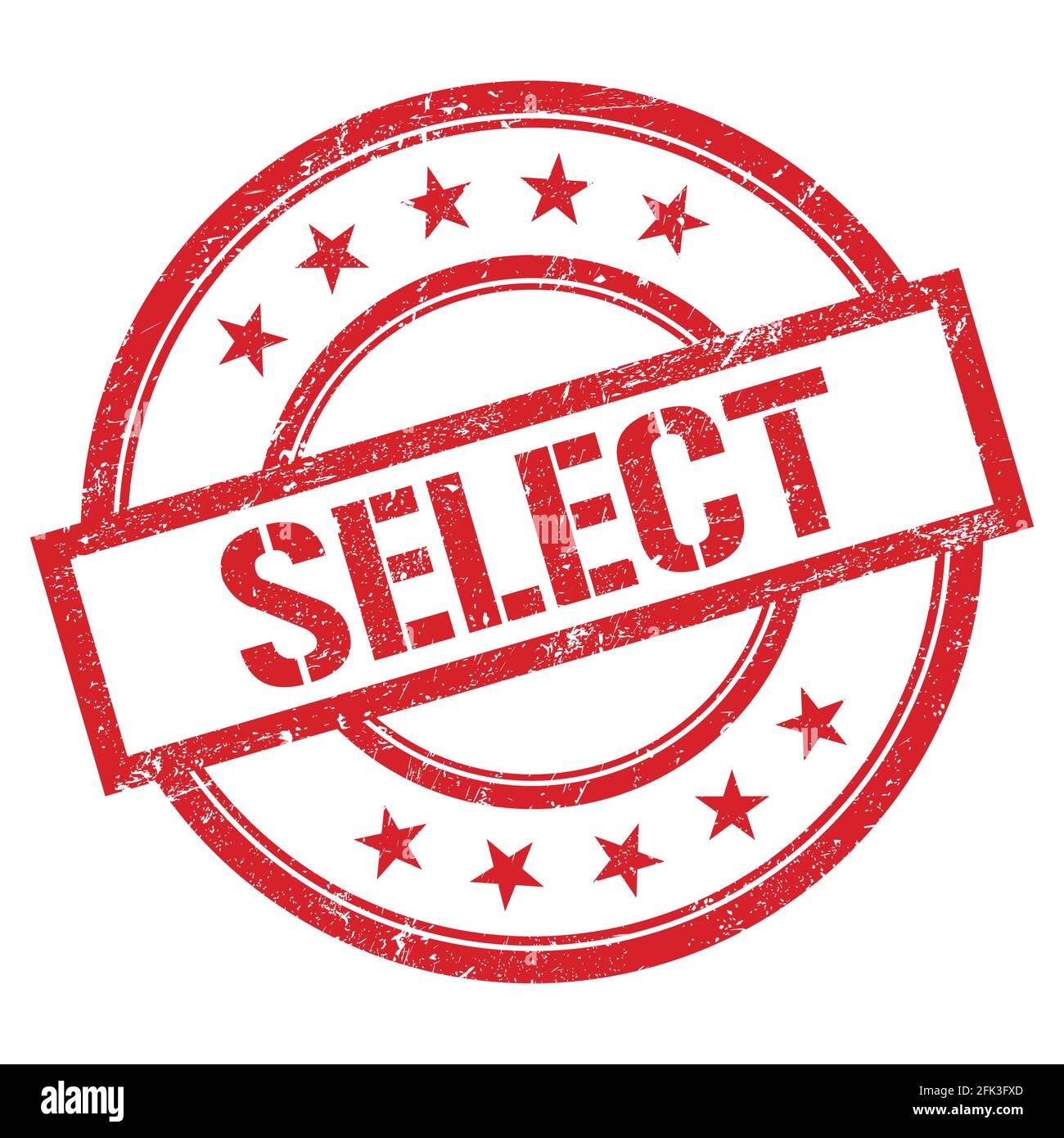 SELECT text written on red round vintage rubber stamp Stock Photo - Alamy