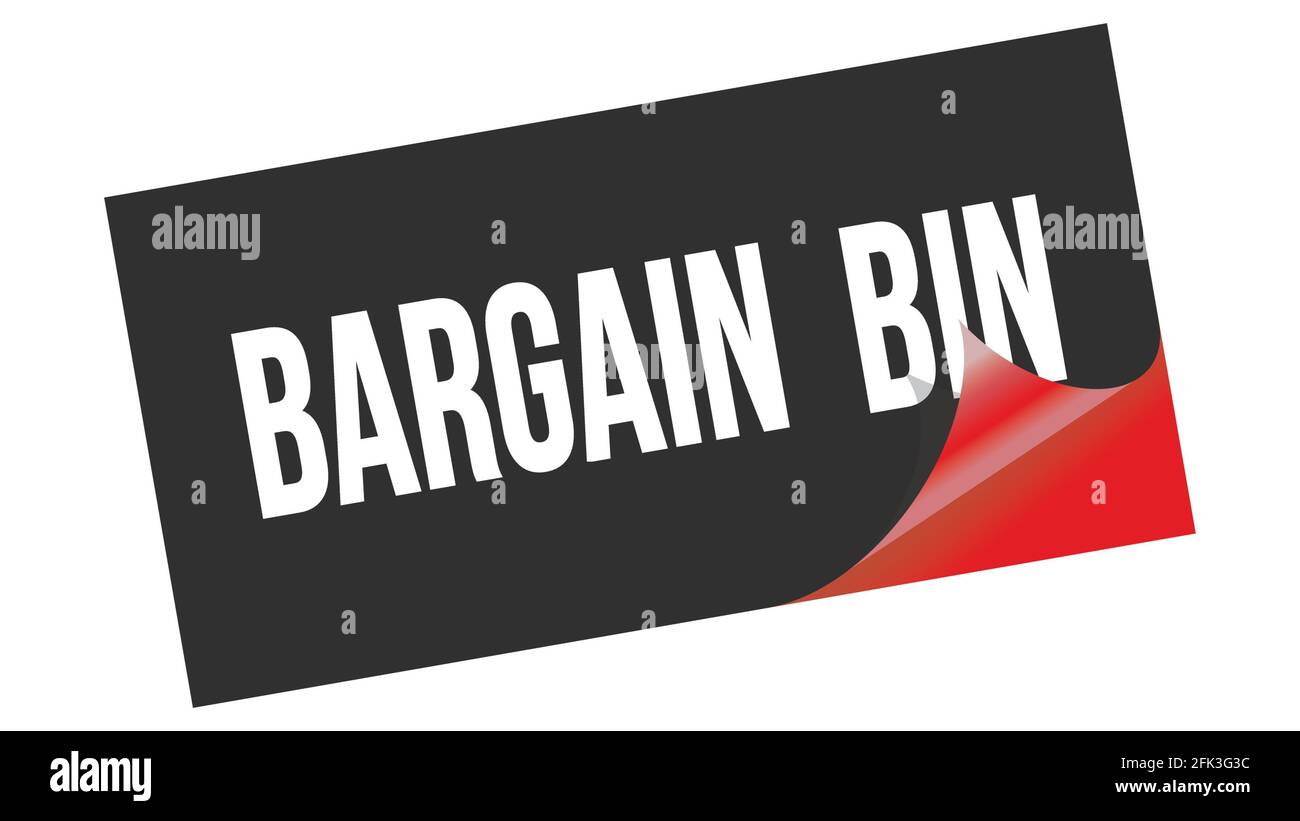 BARGAIN BIN text written on black red sticker stamp Stock Photo - Alamy