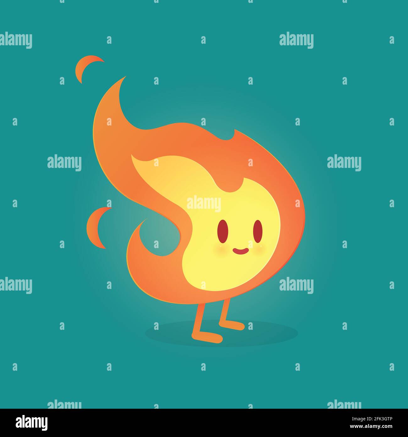 Cute smile fire cartoon character vector art against gray background ...