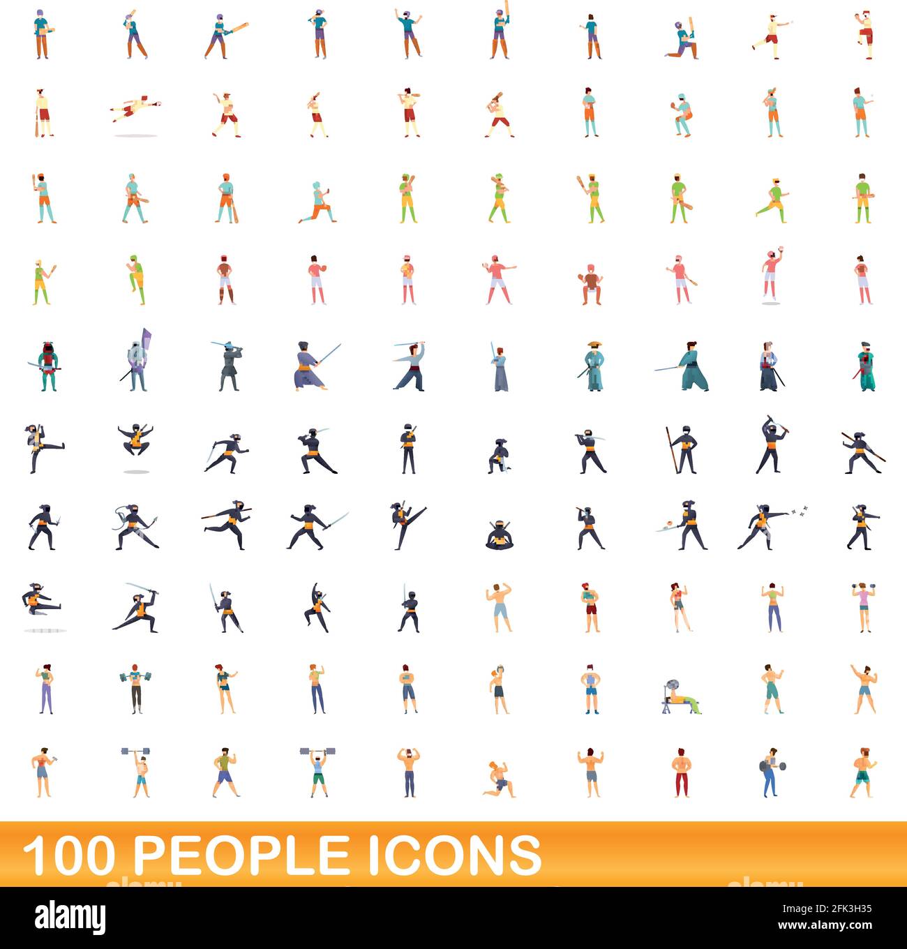 100 people icons set. Cartoon illustration of 100 people icons vector ...