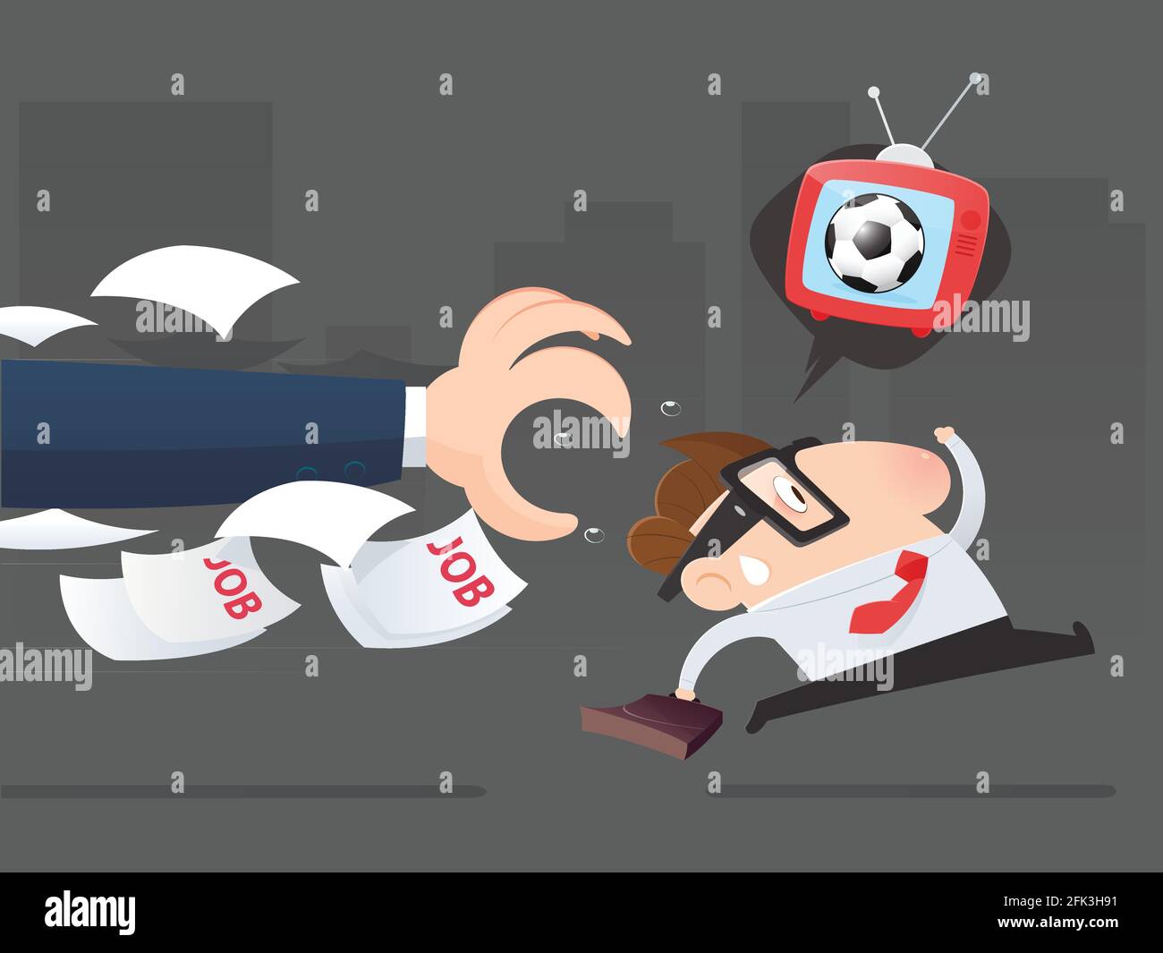 Cartoon businessman avoid from job, The staff escaped from the office ...