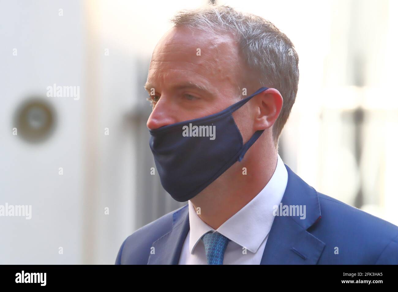 Foreign Secretary Dominic Raab leaving Downing Street after the weekly ...