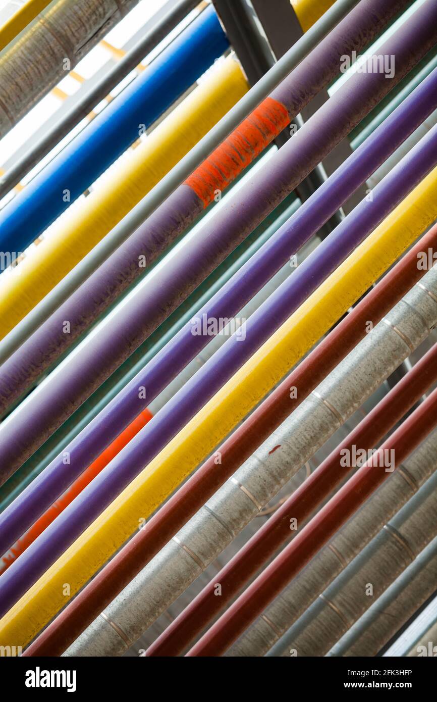 Color metal pipes on oil refining plant, or gas processing plant, or ...