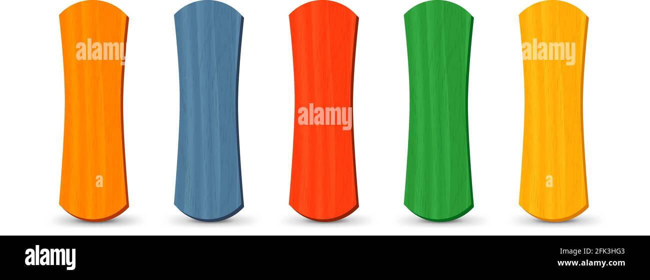 Set of realistic popsicle stircks. Ice lolly sticks, vector ...