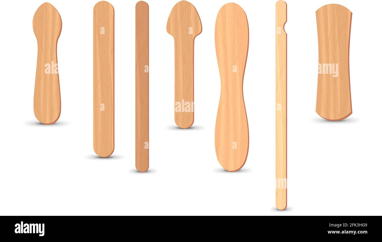 Set of realistic popsicle stircks. Ice lolly sticks, vector ...