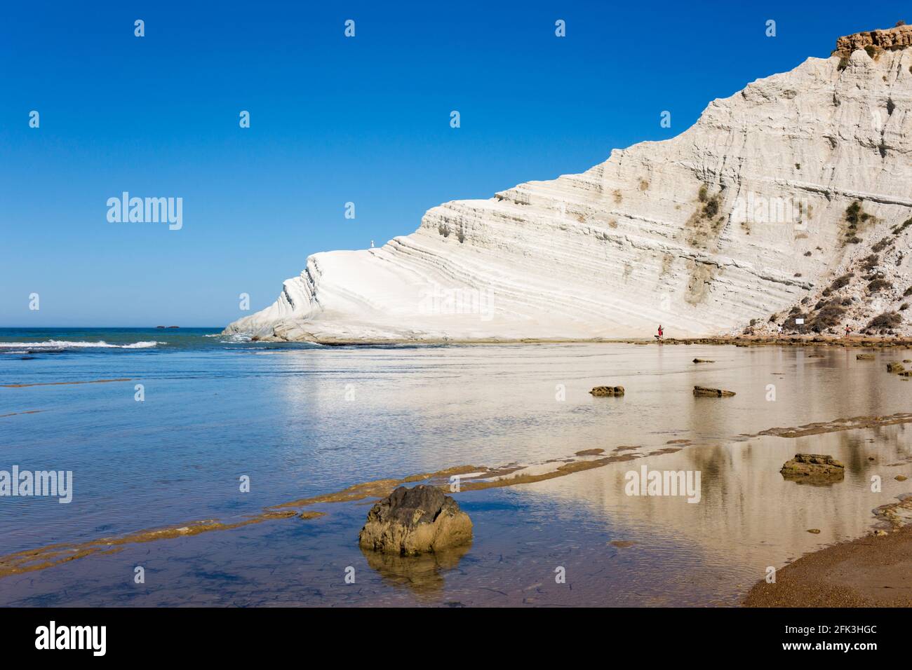 Realmonte, Agrigento, Sicily, Italy. View across bay to the Scala dei ...